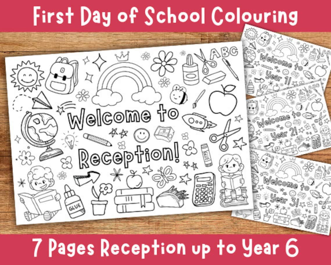 First Day of School Colouring Page, Start of the School Year Colouring ...