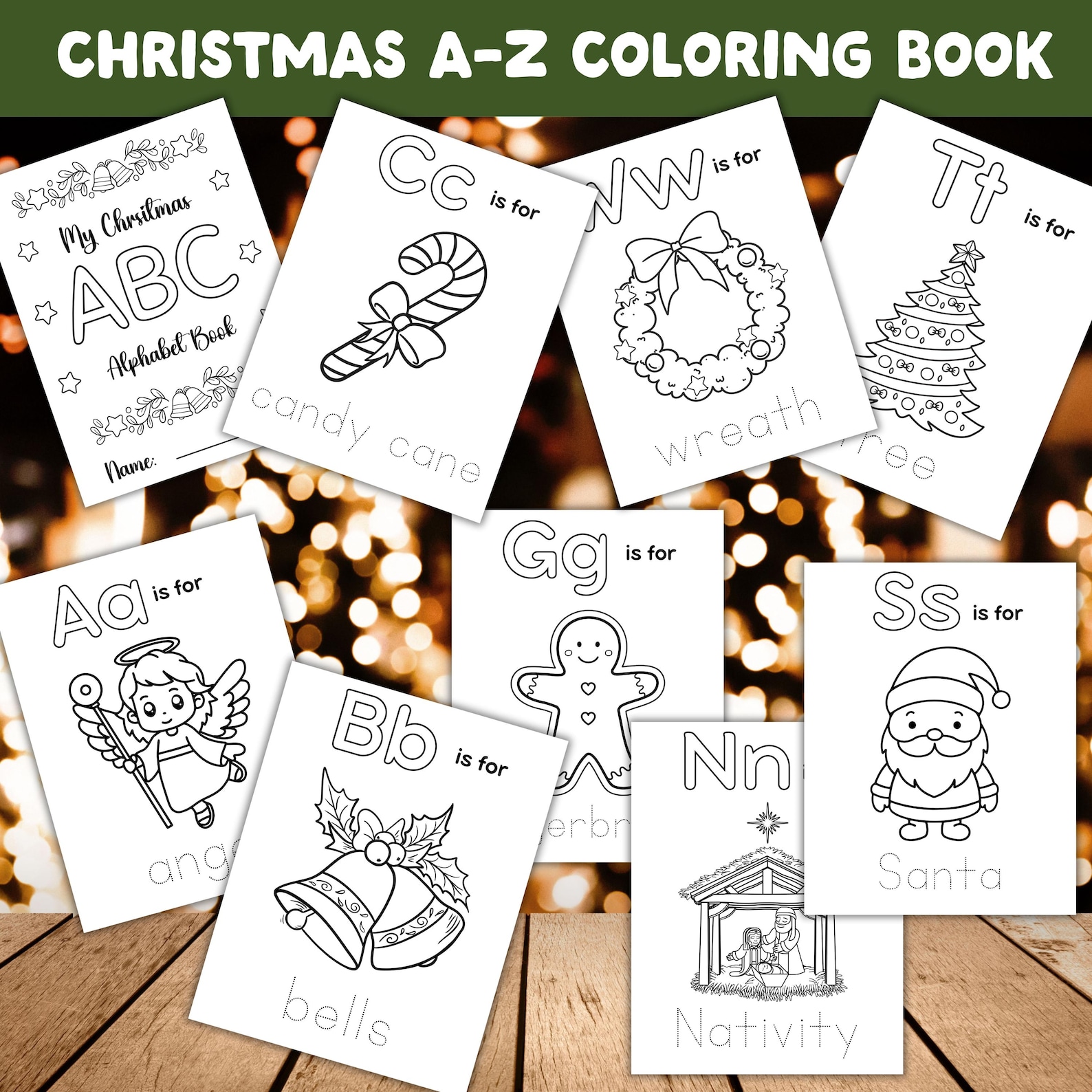 Christmas A-Z Coloring Pages, Christmas Activity for Kids, Christmas ...