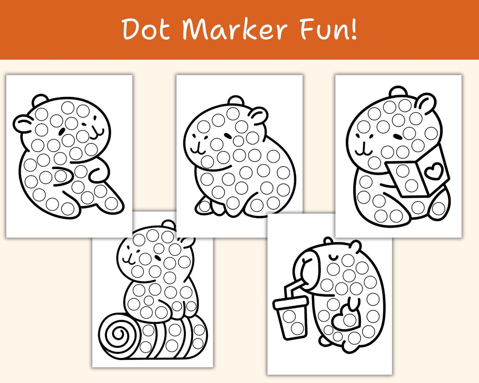 Capybara Dot Marker Coloring, Capybara Do a Dot Worksheets, Capybara ...