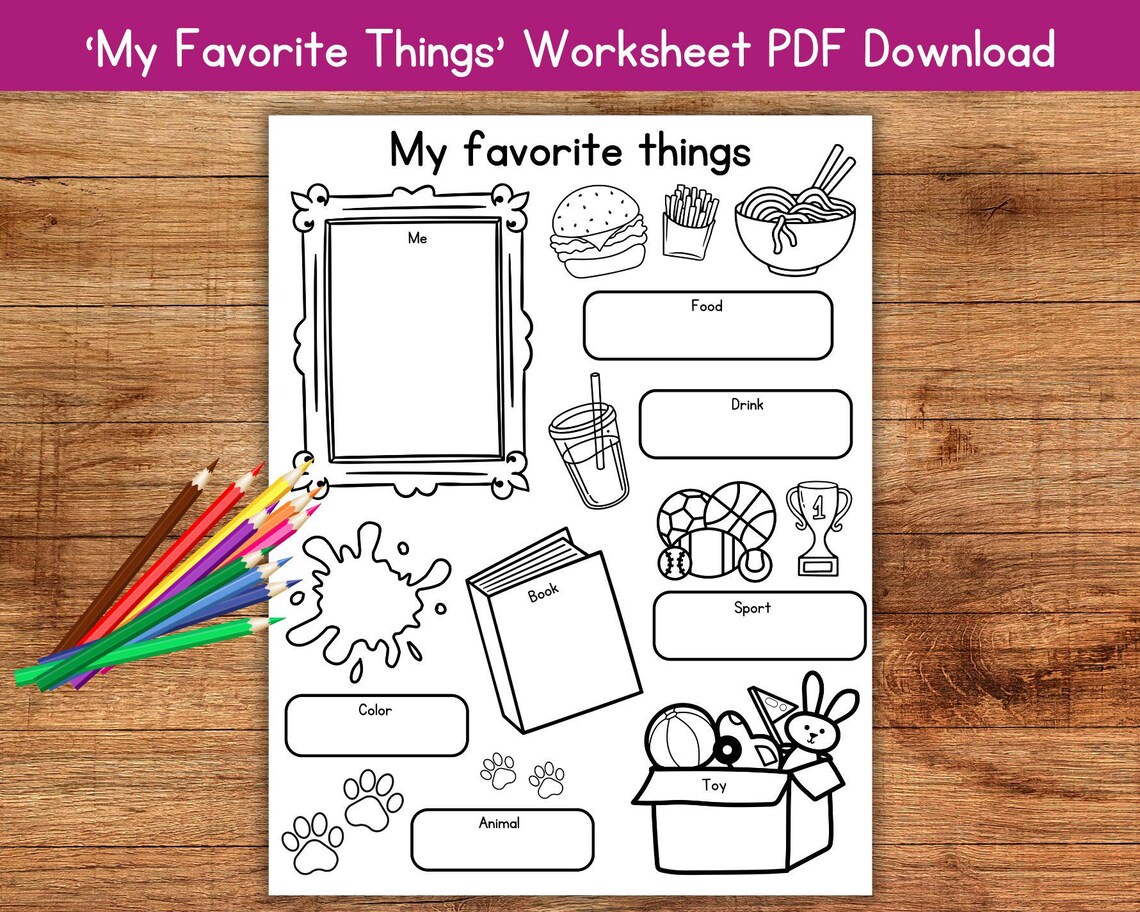 My Favorite Things List Questionnaire Favorites Survey All About Me ...