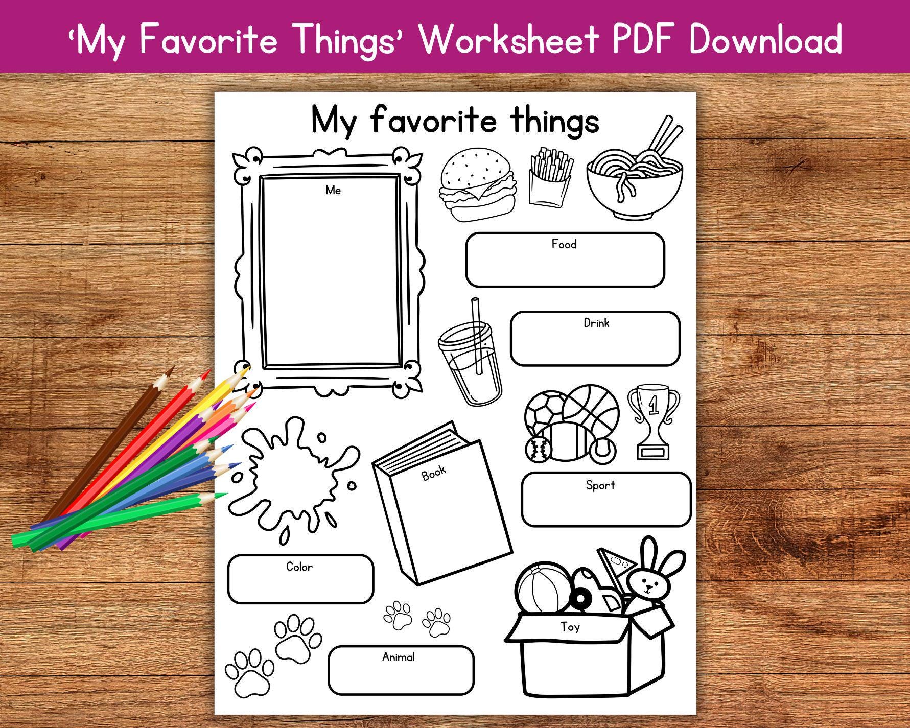 My Favorite Things List Questionnaire Favorites Survey All About Me ...