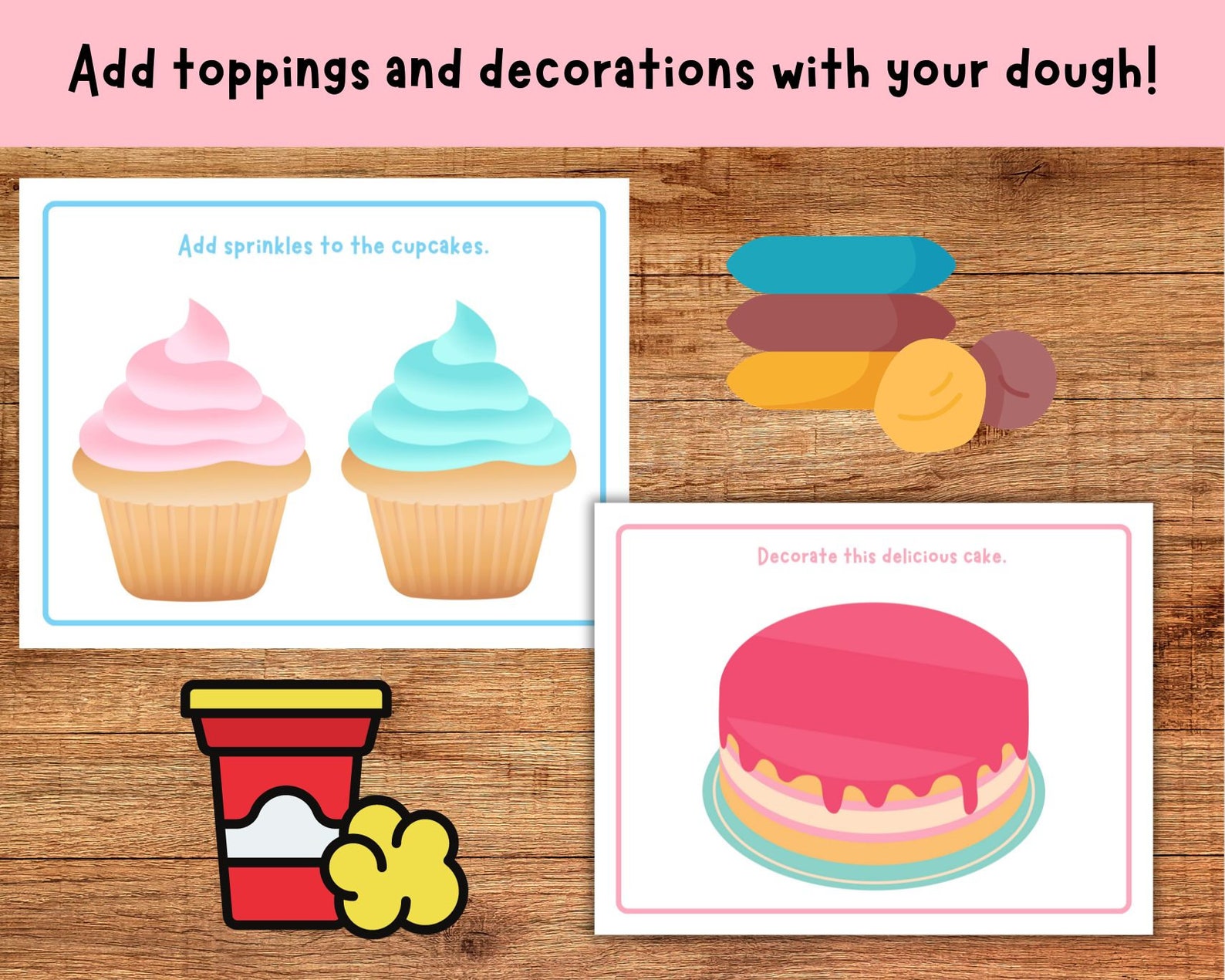 Play Dough Mats Food, Playdough Activity, Kids and Toddler Printables ...