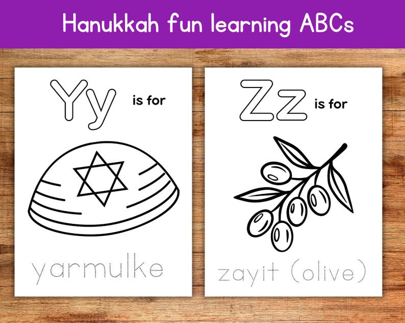 Hanukkah A-Z Coloring Pages, Hanukkag Activity for Kids, Hanukkah ...
