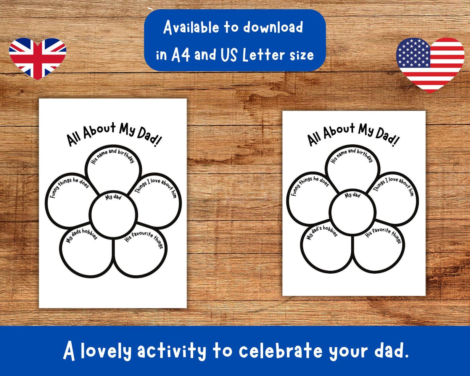 All About My Dad Printable, Father's Day Printable, Father's Day Memory ...