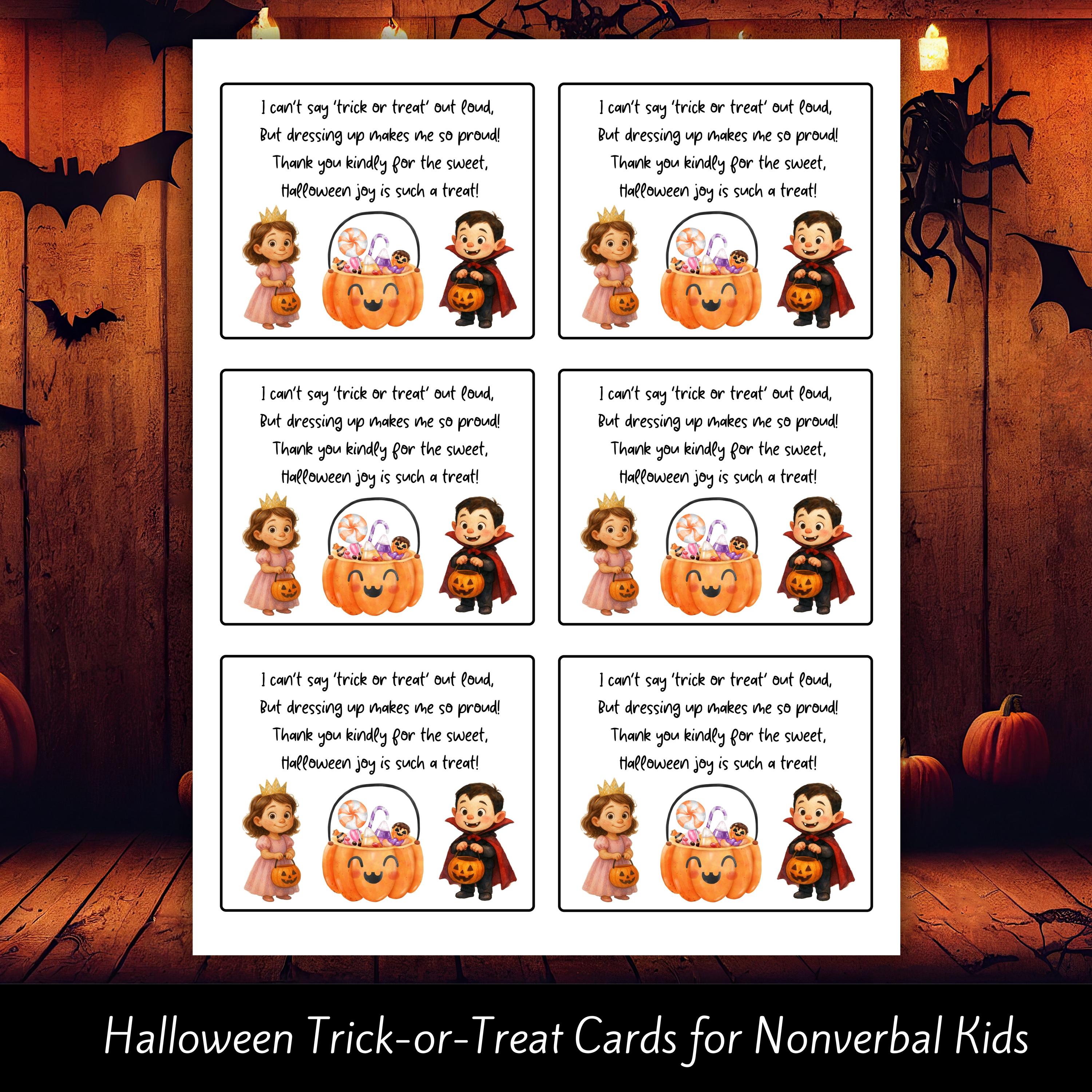 Trick or Treat Communication Cards, Halloween Communication Cards ...