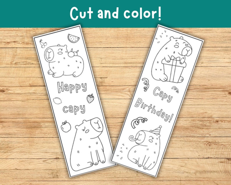 Printable Capybara Coloring Bookmarks, Color Your Own Bookmarks ...