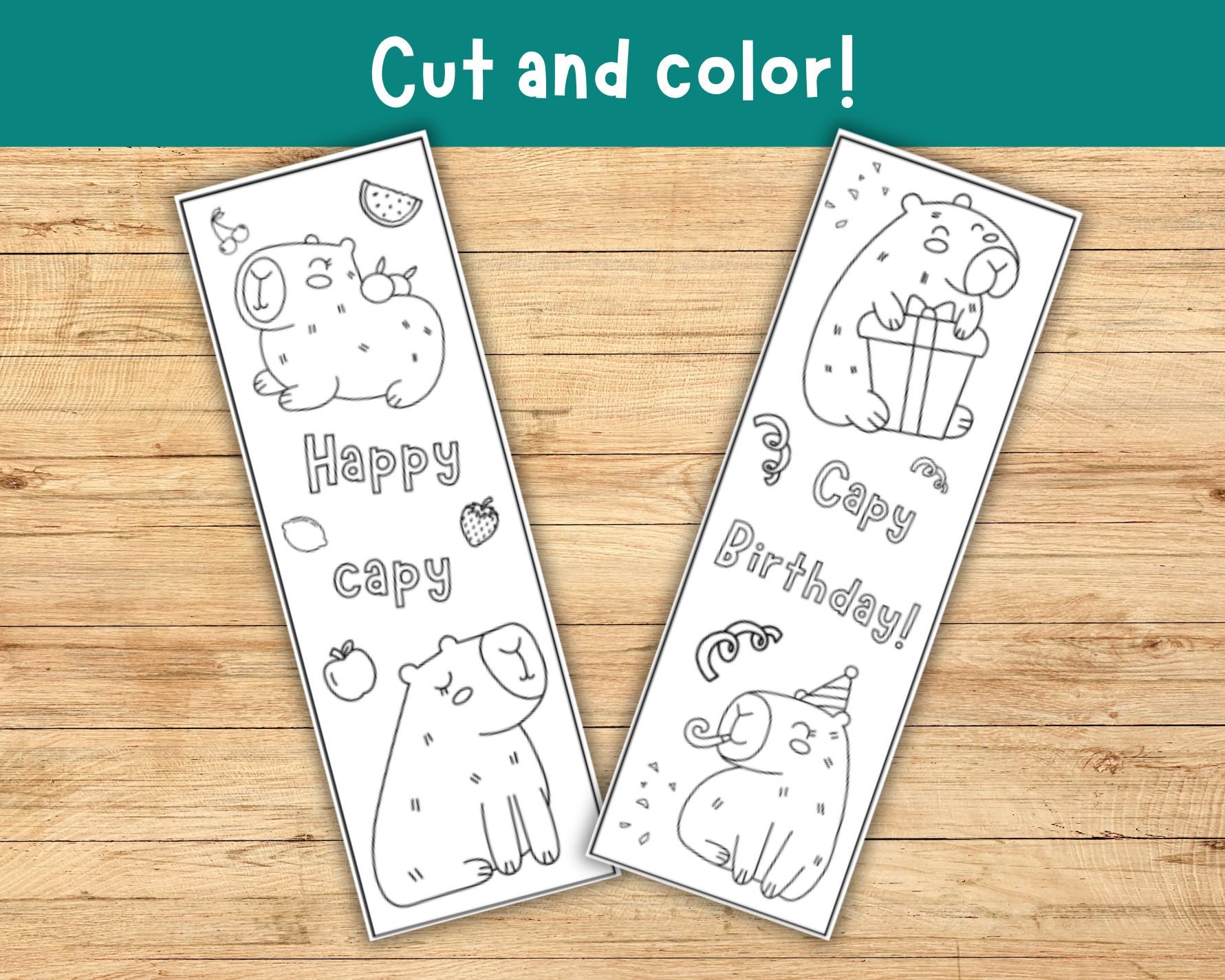 Printable Capybara Coloring Bookmarks, Color Your Own Bookmarks ...