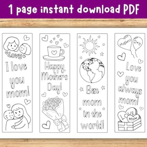 Mother's Day Coloring in Bookmarks, Color Your Own Bookmarks for ...