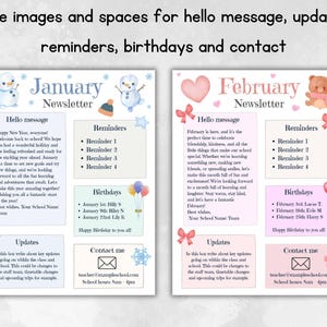 Monthly Classroom Newsletter Template, Teacher-parent Communication ...