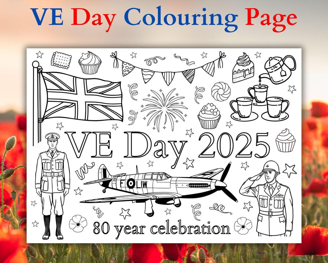 VE Day Colouring Page, 80th Anniversary VE Day Colouring Page, WW2 ...