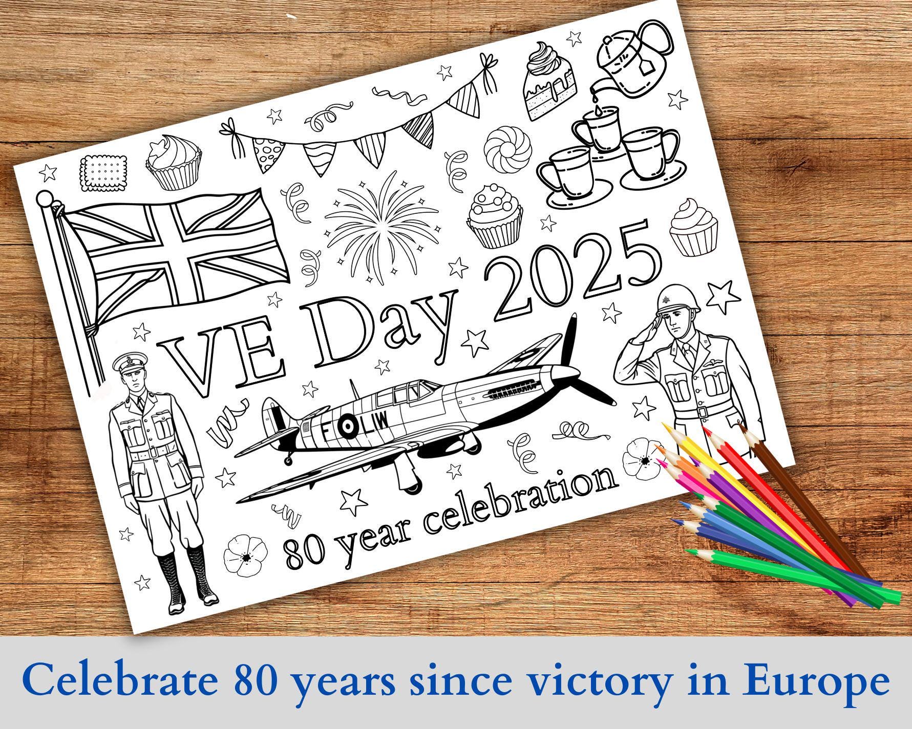 VE Day Colouring Page, 80th Anniversary VE Day Colouring Page, WW2 ...