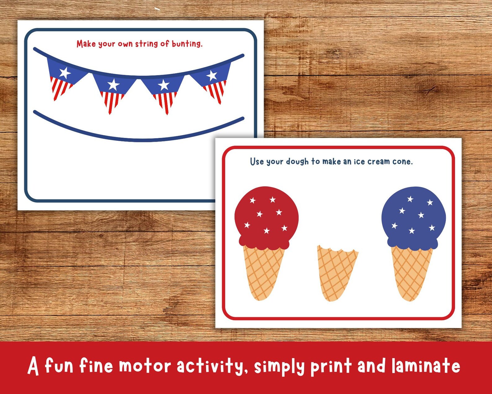 July 4th Play Dough Mats, Independence Day Playdough Activity, Kids and ...