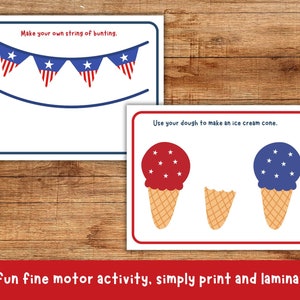 July 4th Play Dough Mats, Independence Day Playdough Activity, Kids and ...