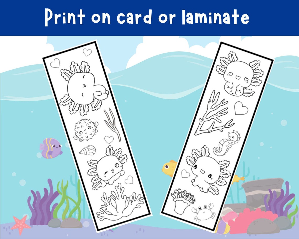 Printable Axolotl Coloring Bookmarks, Color Your Own Bookmarks ...
