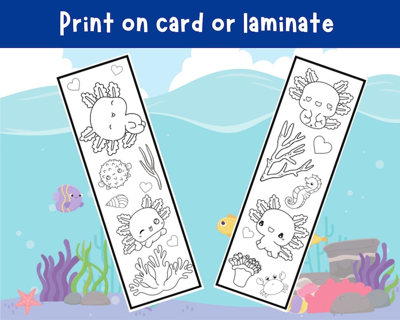 Printable Axolotl Coloring Bookmarks, Color Your Own Bookmarks ...