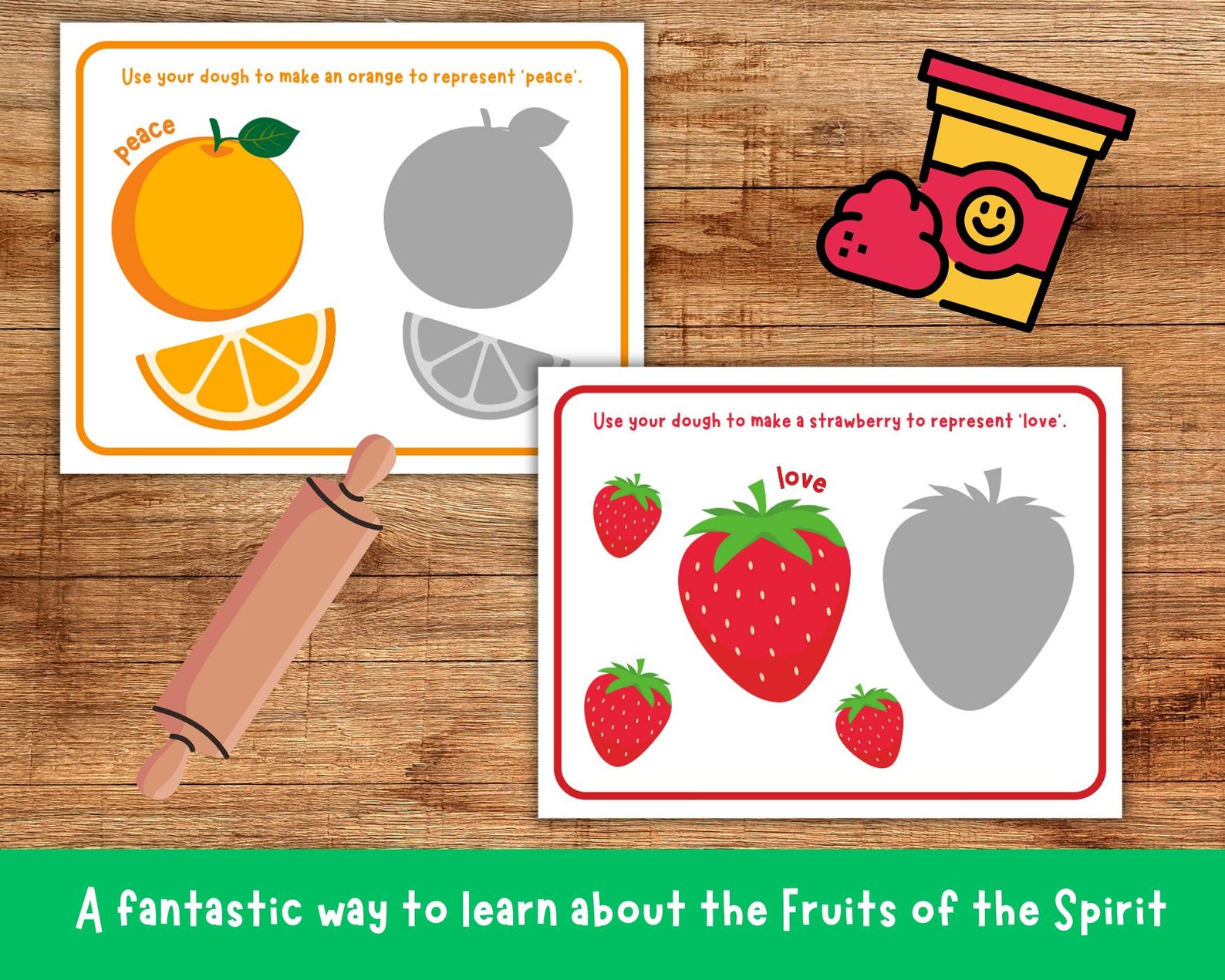 Fruits of the Holy Spirit Playdough Mats, Kids and Toddler Printable ...