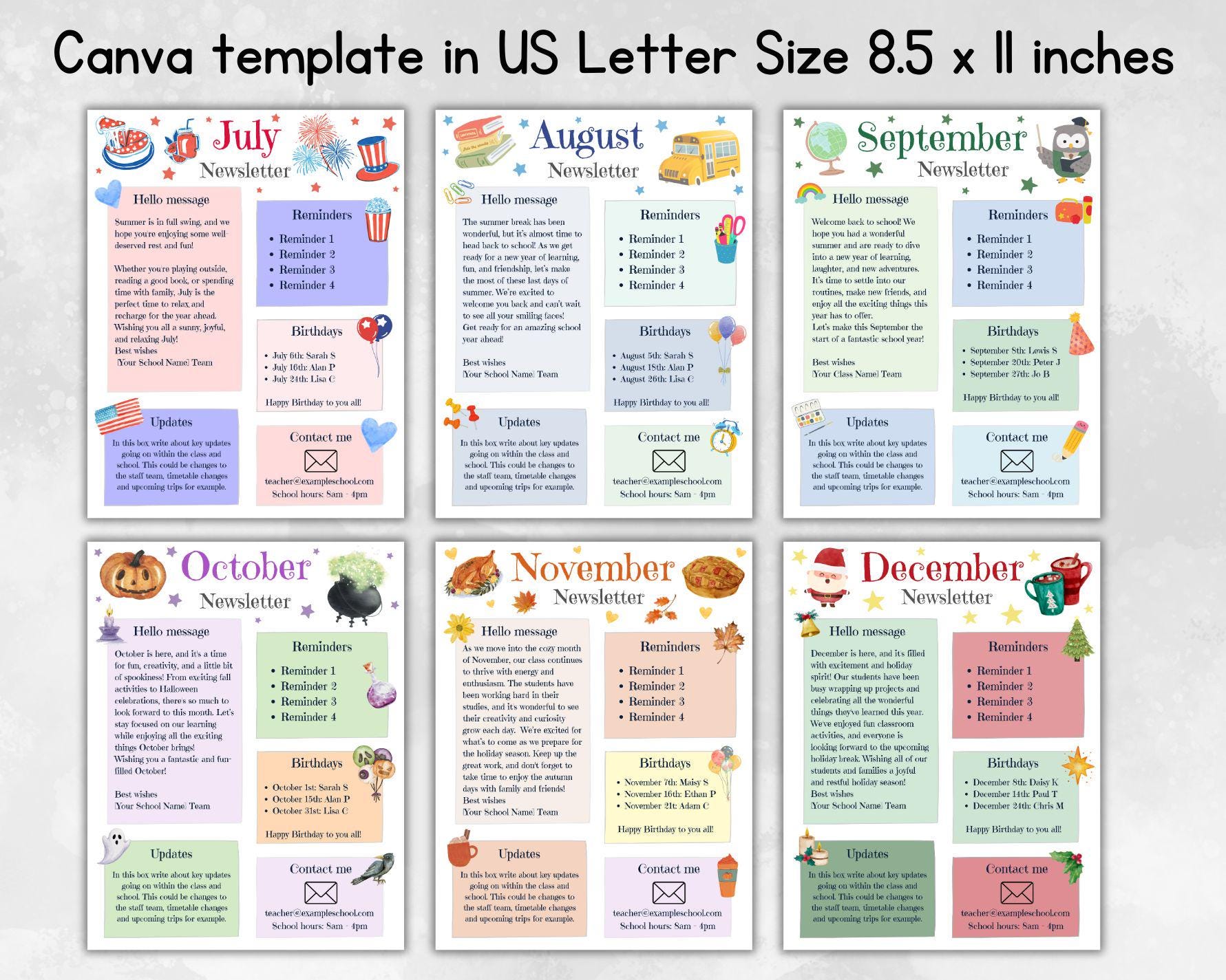 Monthly Classroom Newsletter Template, Teacher-parent Communication ...