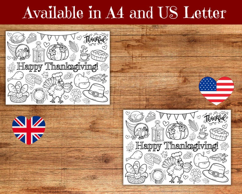 Thanksgiving Coloring Page, Thanksgiving Coloring Placemat, Cozy Vibes ...