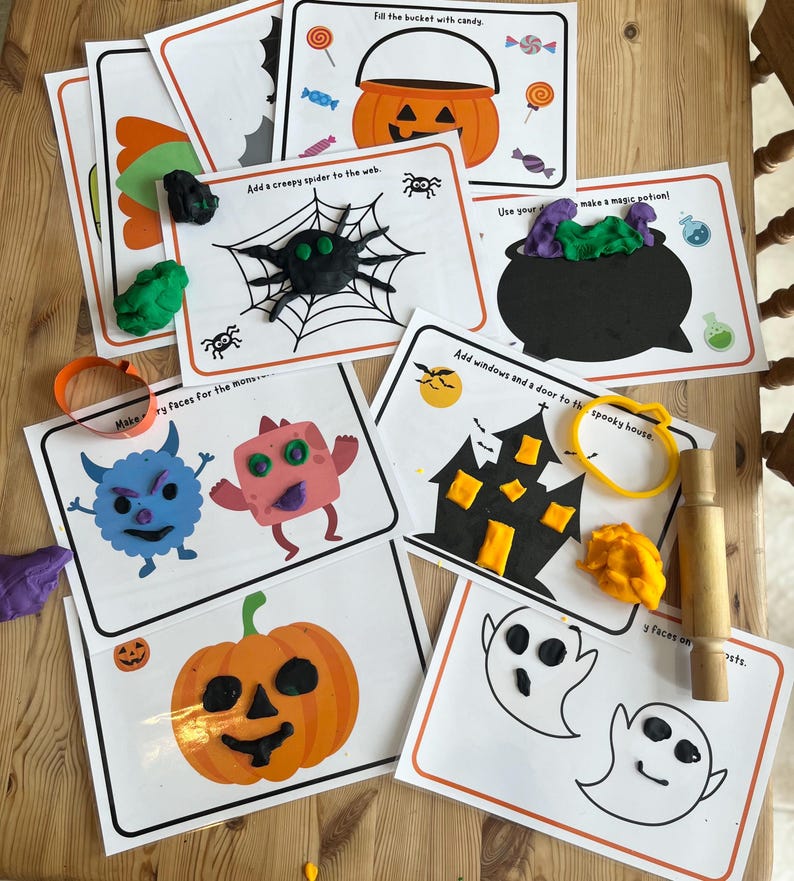 Halloween Play Dough Mats, Halloween Playdough Activity, Pre-school ...