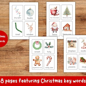 Christmas Flash Cards, Winter Flashcards, Christmas Educational ...
