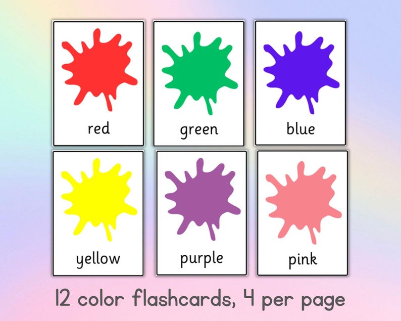 Color Flashcards, Toddler Flashcards, Baby Flashcards, Pre-school ...