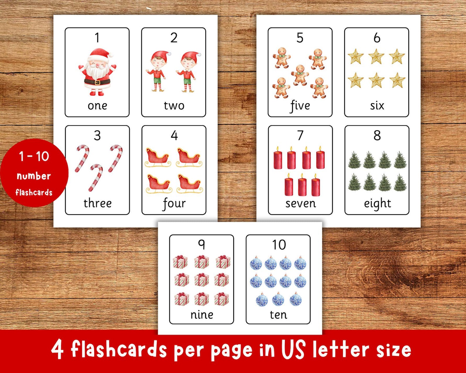 Christmas Flash Cards, Winter Flashcards, Christmas Educational ...