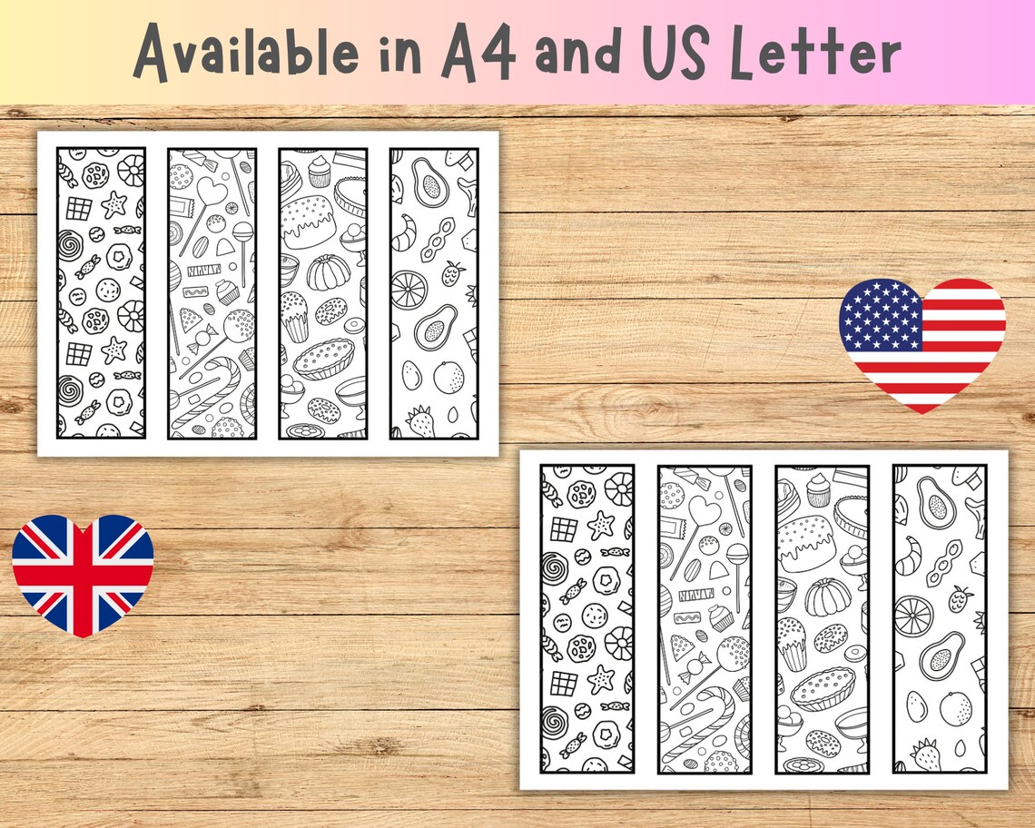 Printable Coloring Bookmarks Food Candy Sweet Treat Themed, Color Your ...