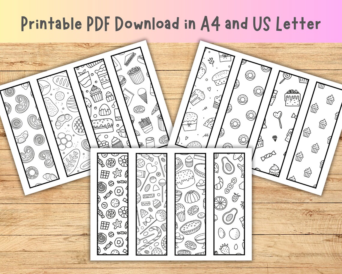 Printable Coloring Bookmarks Food Candy Sweet Treat Themed, Color Your ...