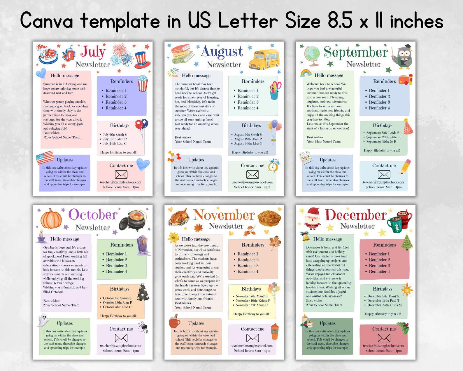 Monthly Classroom Newsletter Template, Teacher-parent Communication ...