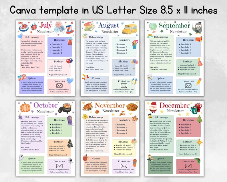 Monthly Classroom Newsletter Template, Teacher-parent Communication ...