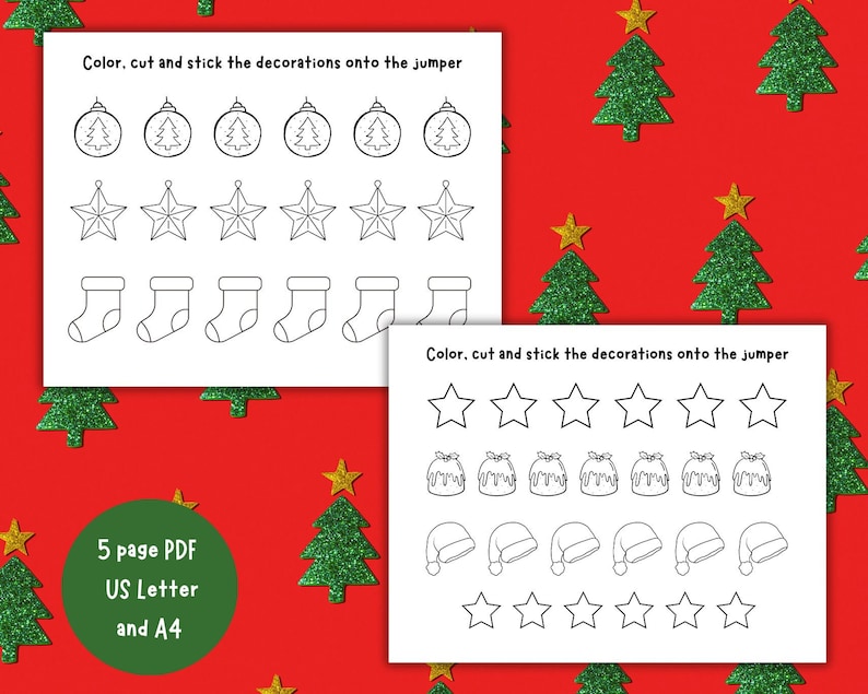 Christmas Craft Activity for Kids, Christmas Cut and Glue , Kids ...