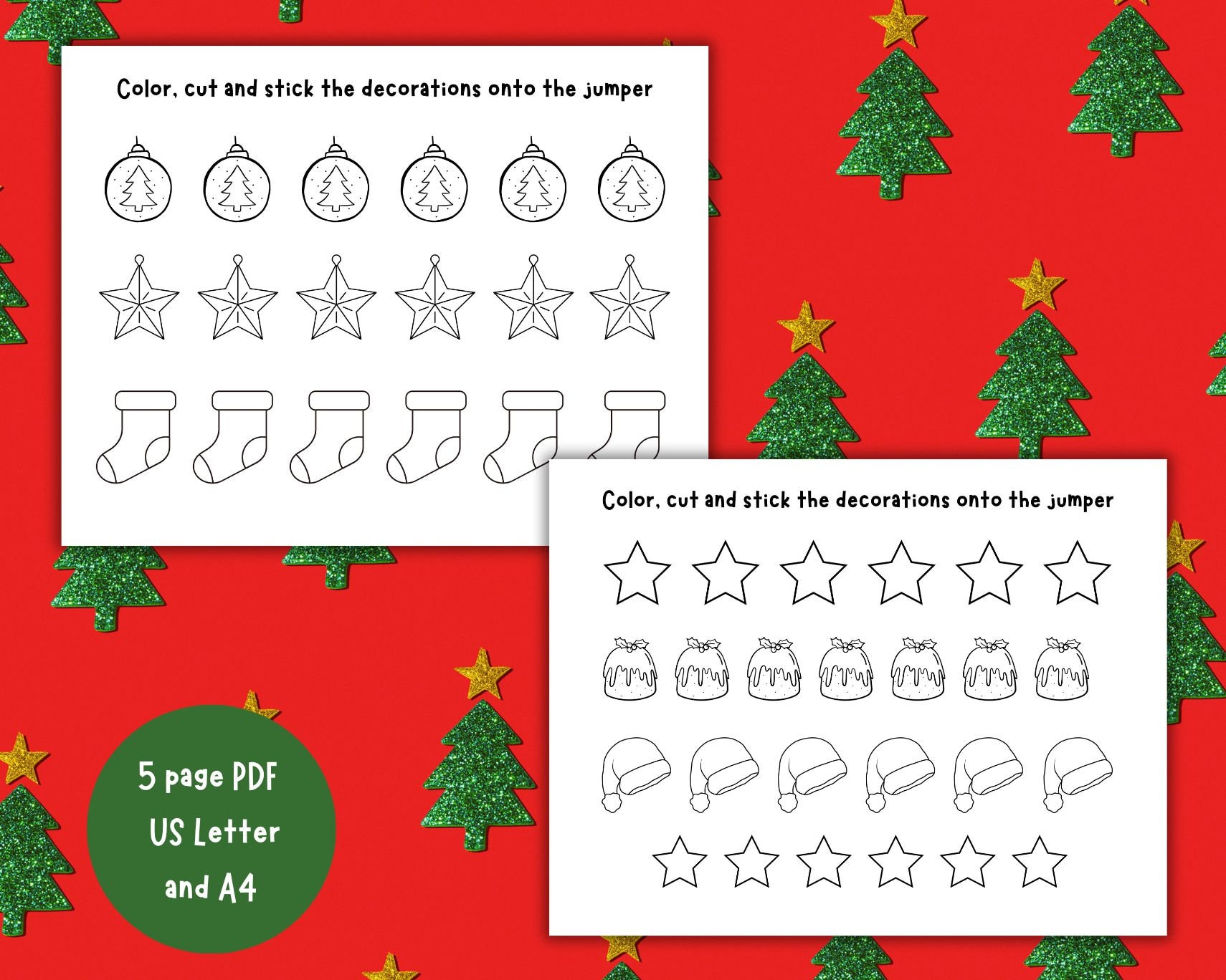 Christmas Craft Activity for Kids, Christmas Cut and Glue , Kids ...