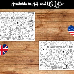 Halloween Coloring Placemat Page, Kids Halloween Activity, Halloween ...