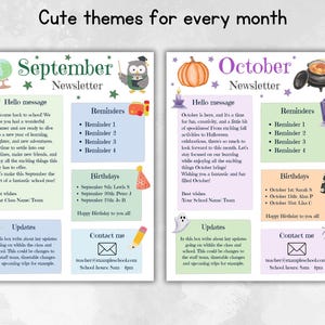 Monthly Classroom Newsletter Template, Teacher-parent Communication ...