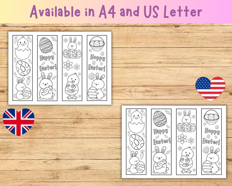 Printable Easter Coloring Bookmarks, Color Your Own Bookmarks, Bunny ...
