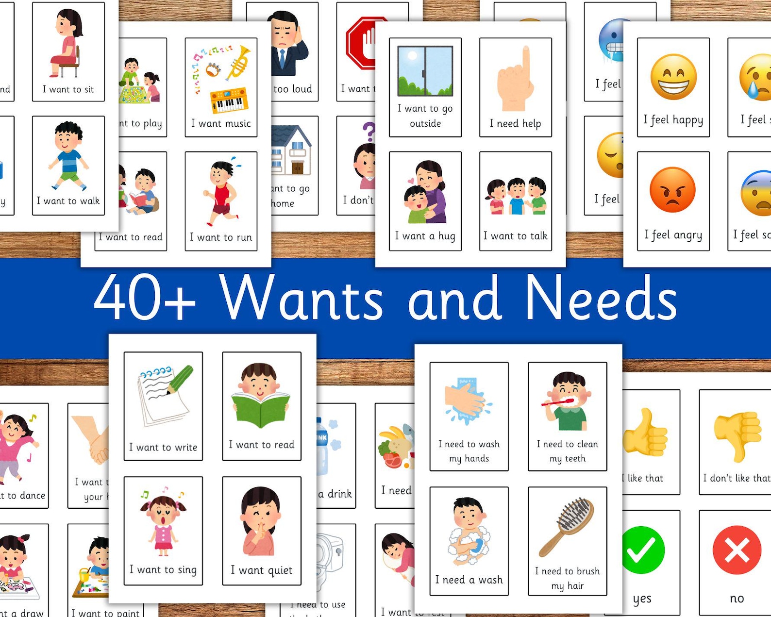 Basic Needs Flash Cards, Communication Flashcards, Educational ...
