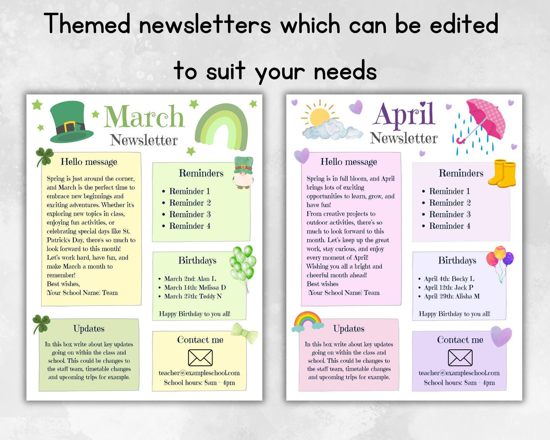 Monthly Classroom Newsletter Template, Teacher-parent Communication ...