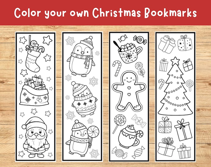 Printable Christmas Coloring Bookmarks, Color Your Own Bookmarks ...