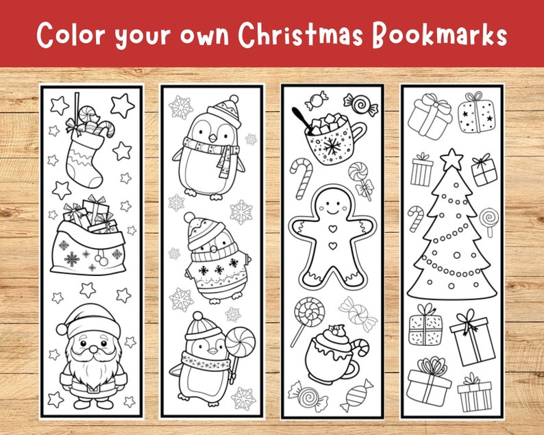 Printable Christmas Coloring Bookmarks, Color Your Own Bookmarks ...