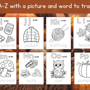 Fall Autumn A-Z Coloring Pages, Fall Activity for Kids, Fall Tracing ...