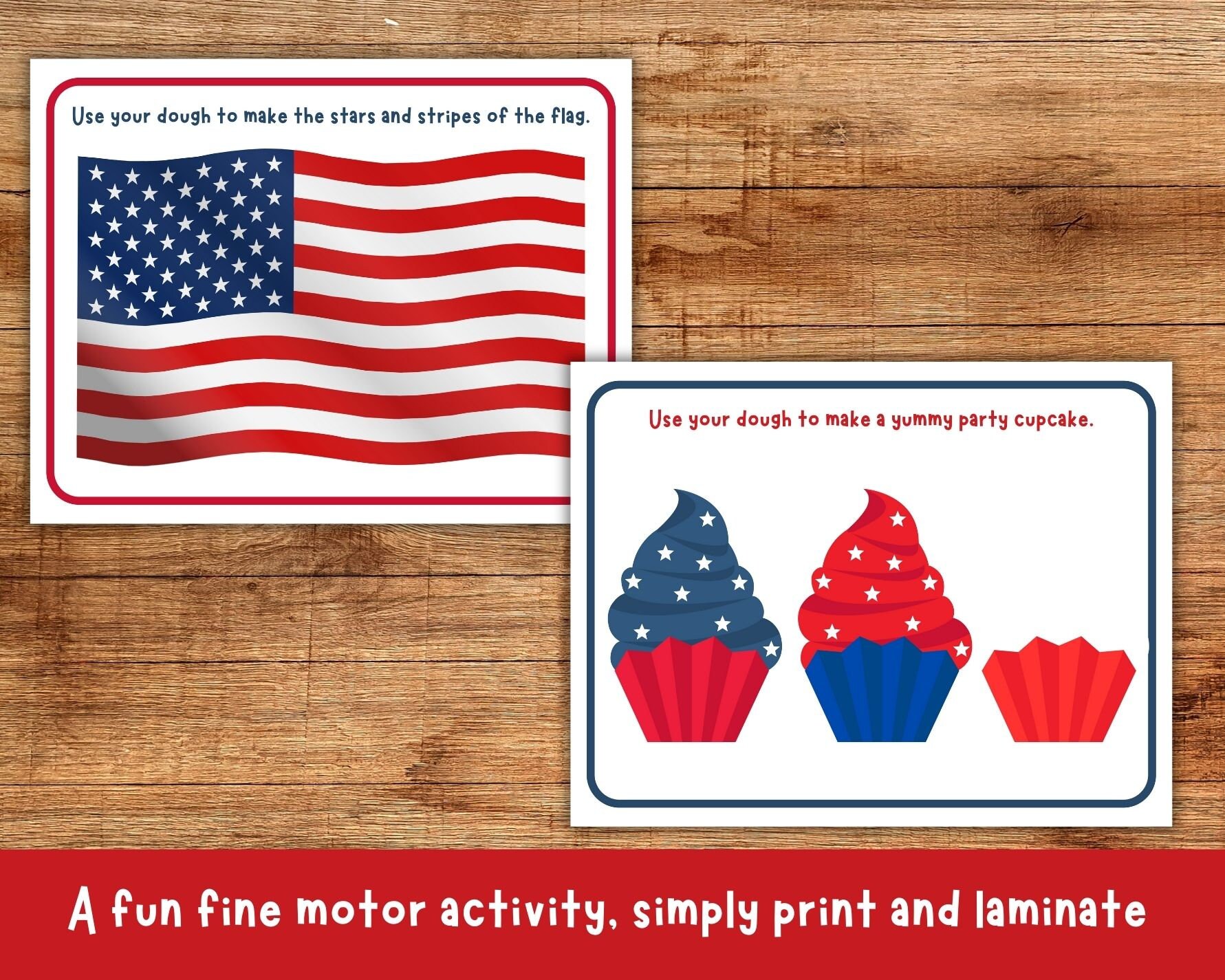 July 4th Play Dough Mats, Independence Day Playdough Activity, Kids and ...