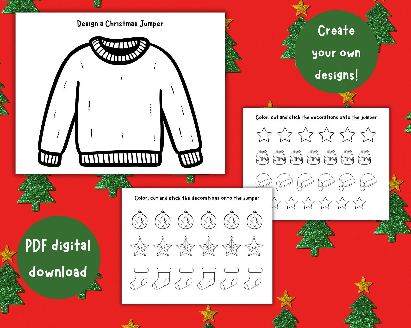 Christmas Craft Activity for Kids, Christmas Cut and Glue , Kids ...