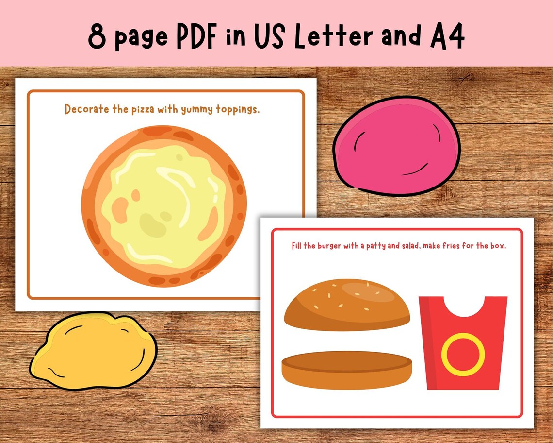 Play Dough Mats Food, Playdough Activity, Kids and Toddler Printables ...