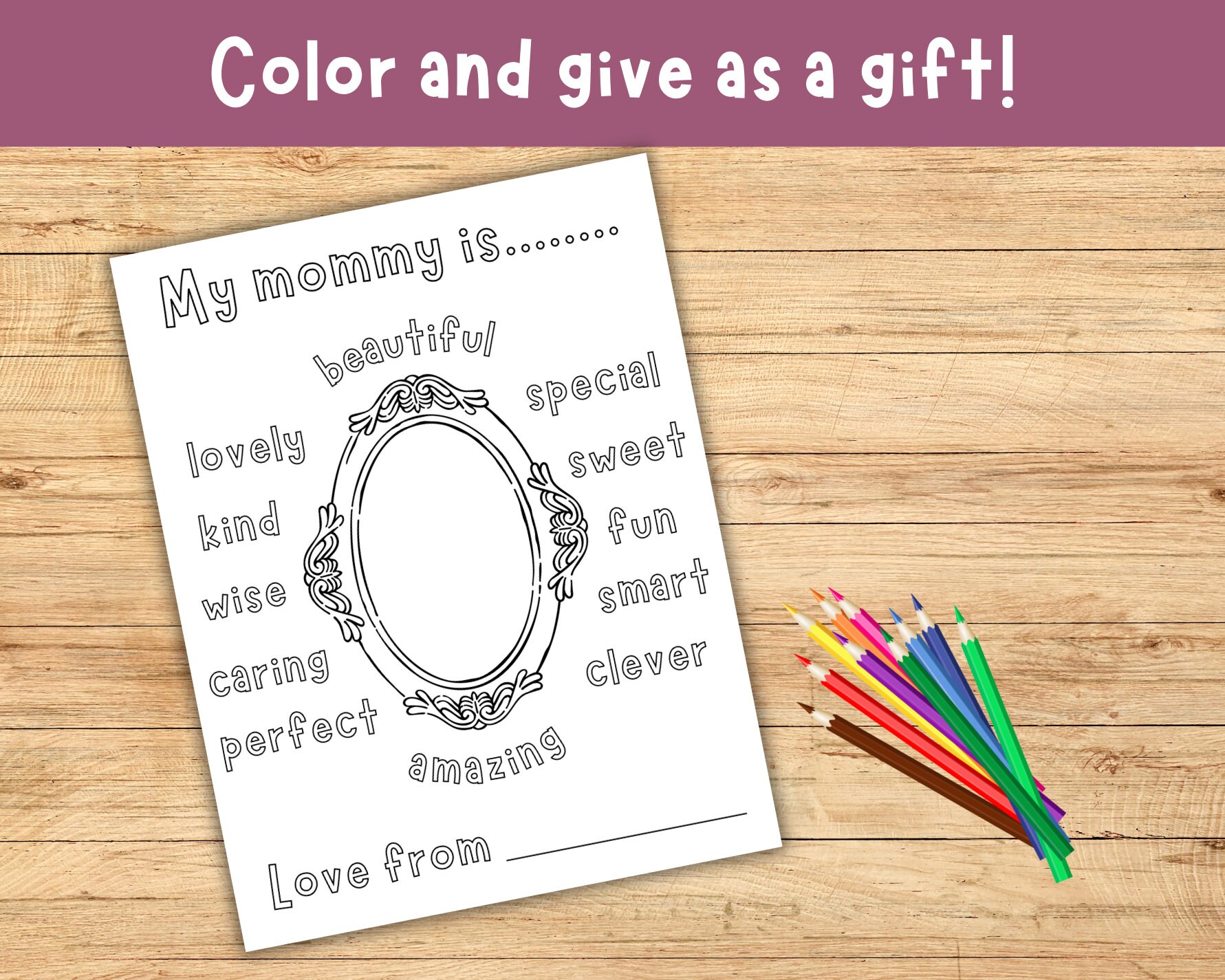 Mother's Day Coloring in Portrait Sheet, Mother's Day Craft, Mother's ...
