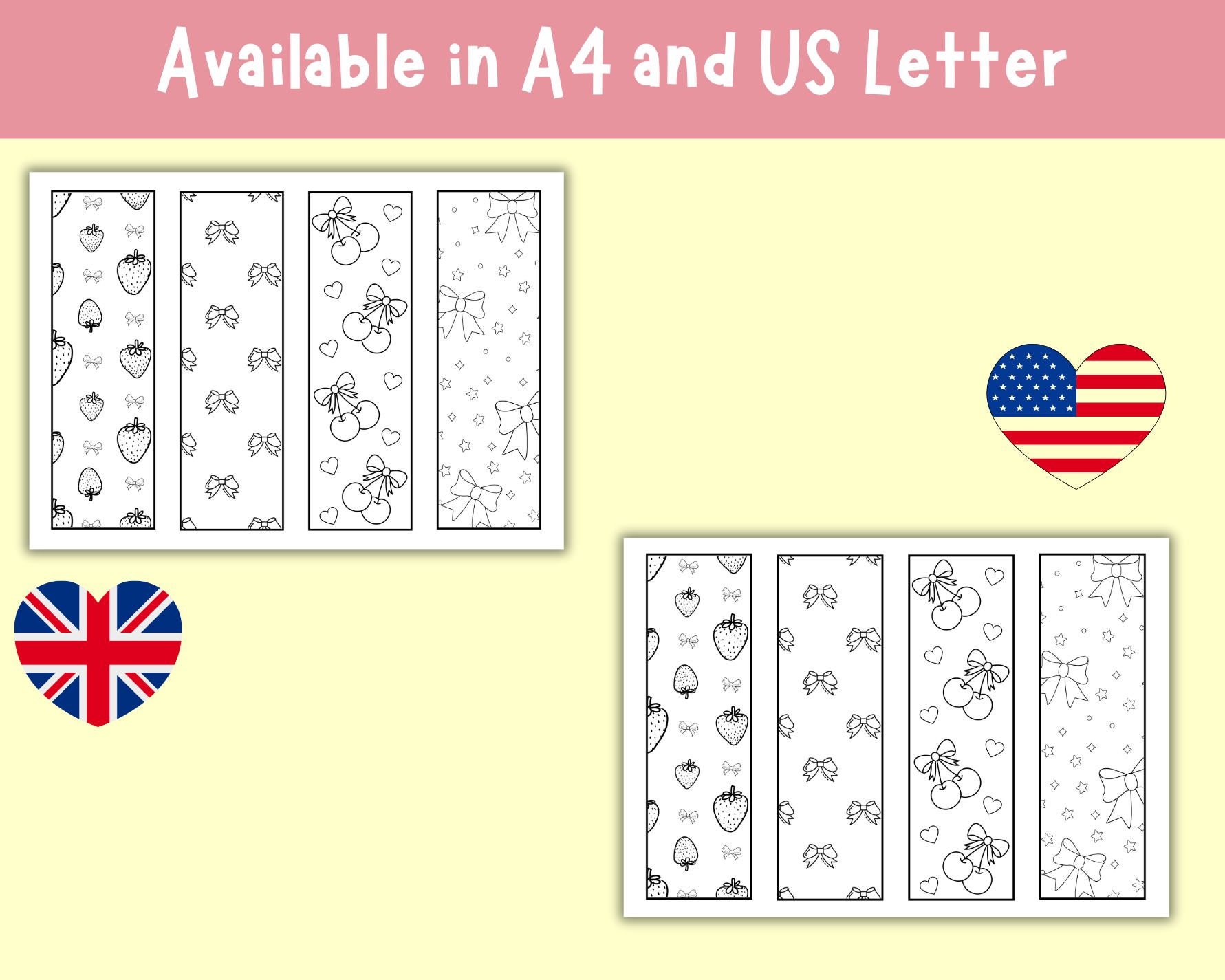 Cute Bow Coloring Bookmarks, Color Your Own Bookmarks, Coquette ...