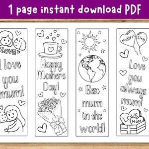 Mother's Day Coloring in Bookmarks, Color Your Own Bookmarks for ...