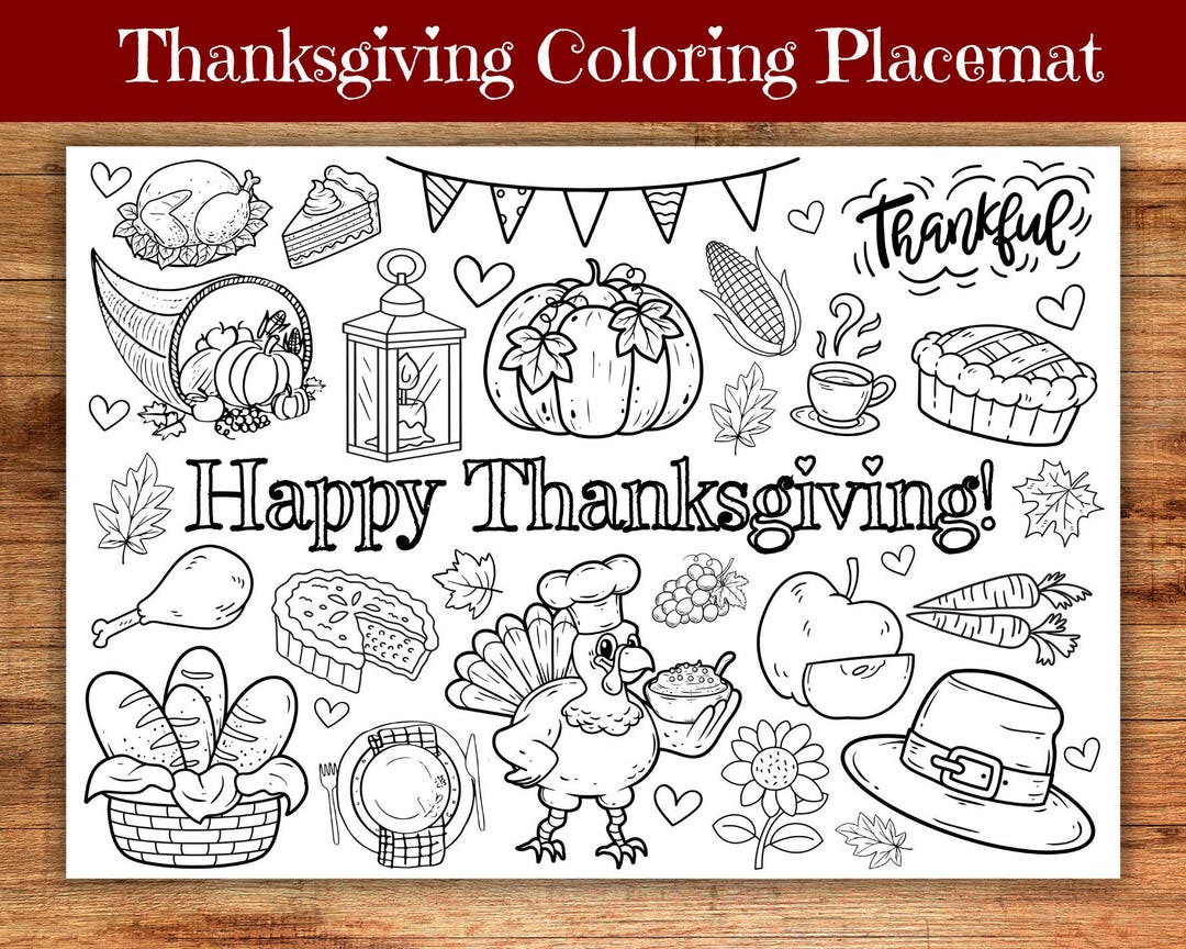 Thanksgiving Coloring Page, Thanksgiving Coloring Placemat, Cozy Vibes ...