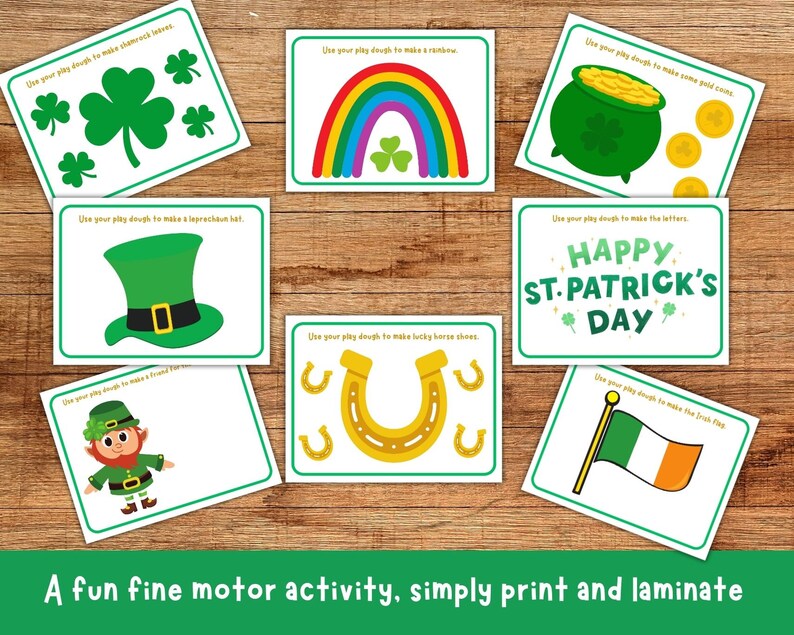 St Patrick's Day Play Dough Mats, Playdough Activity, Kids and Toddler ...