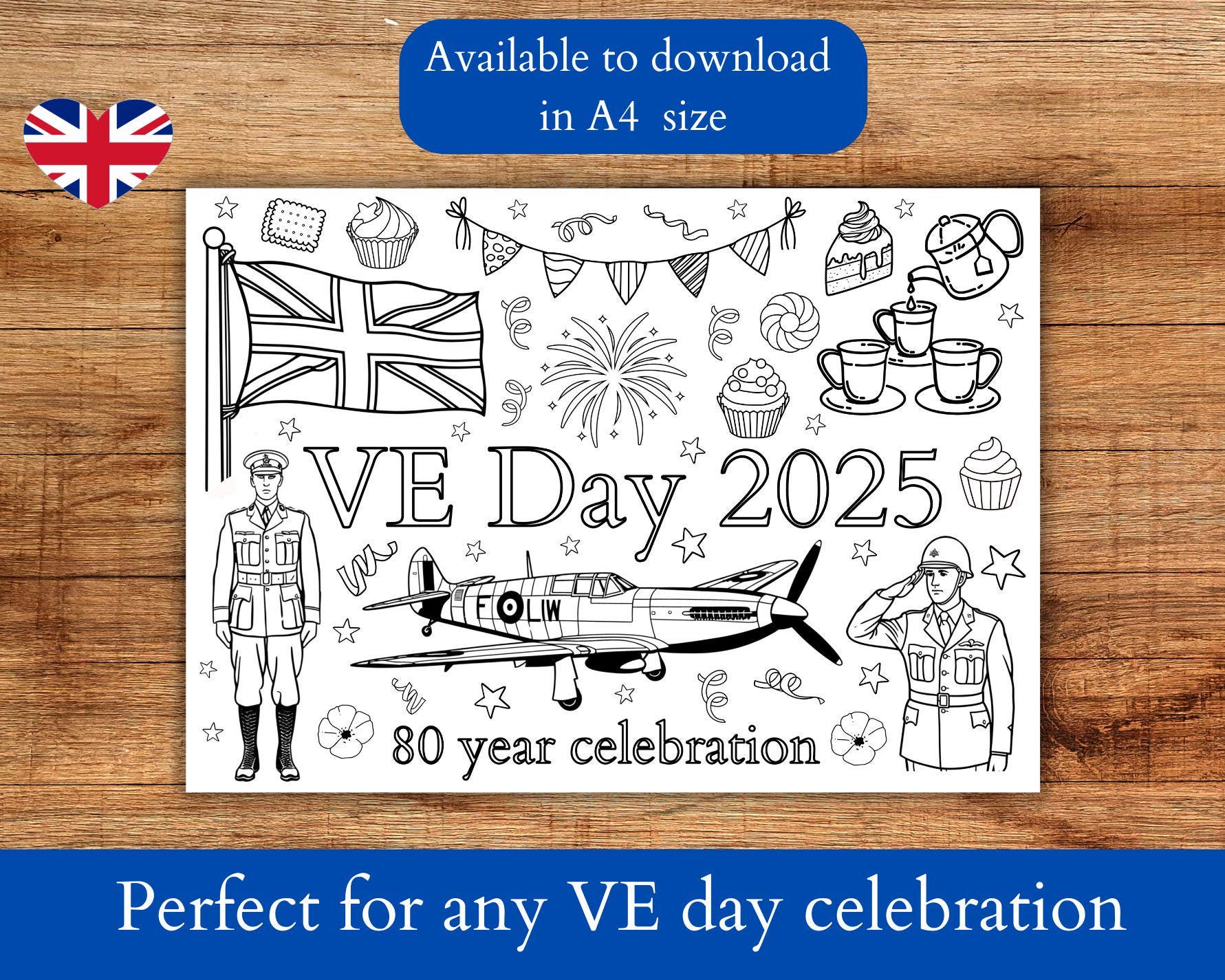 VE Day Colouring Page, 80th Anniversary VE Day Colouring Page, WW2 ...