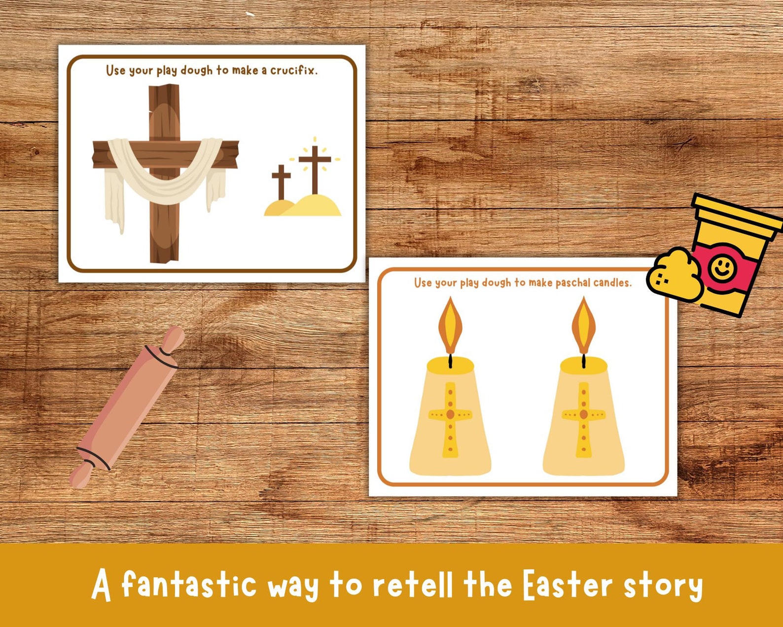 Easter Story Play Dough Mat , Christian Playdough Activity, Kids and ...